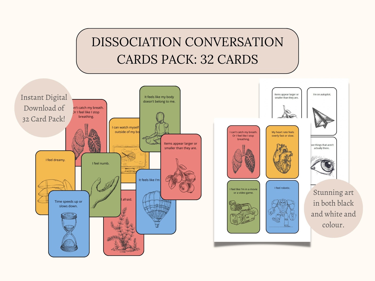 Therapeutic Dissociation Conversation Cards 32 Pack - Etsy