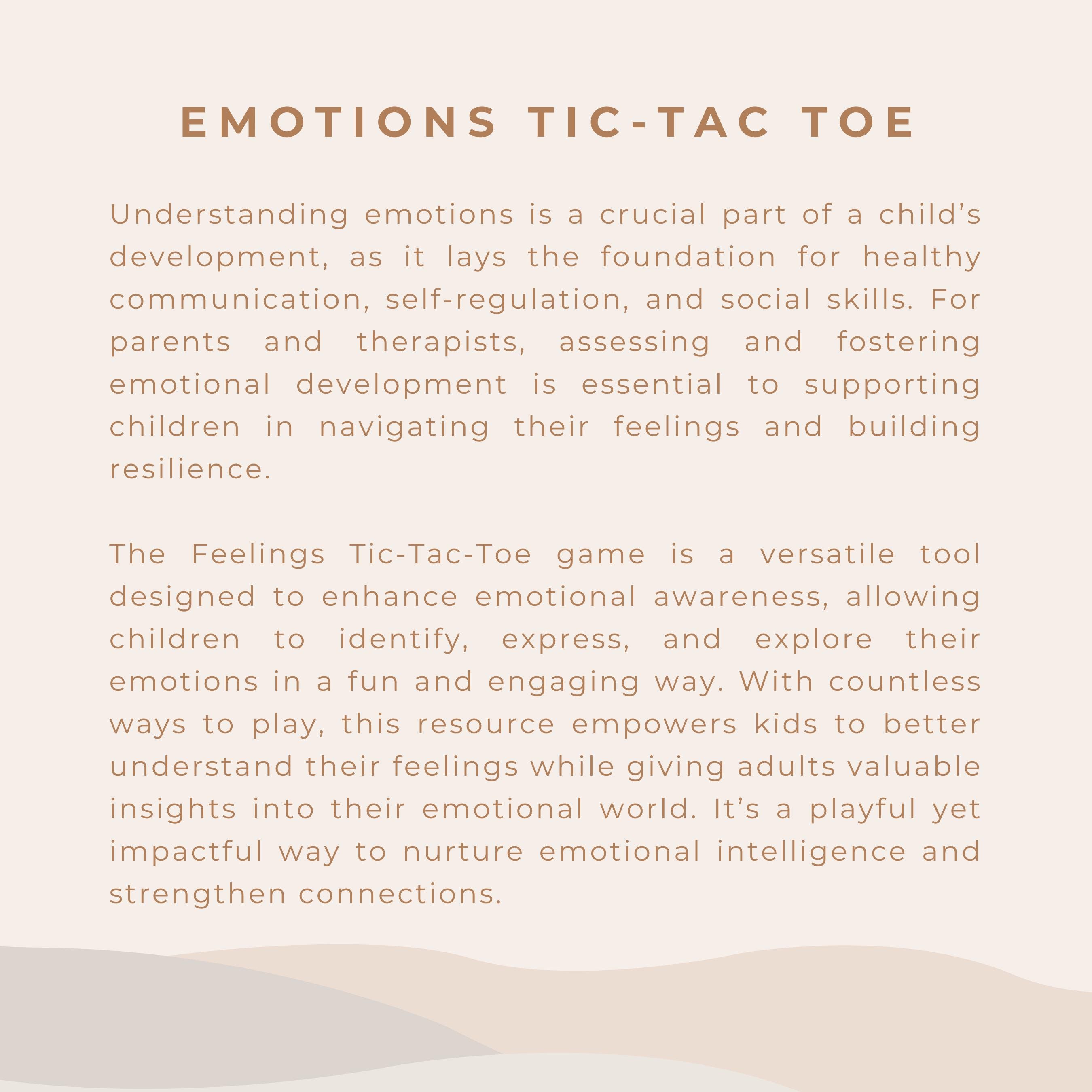 Emotions Tic-tac-toe Game for Kids: Feelings Awareness (PDF) - Etsy
