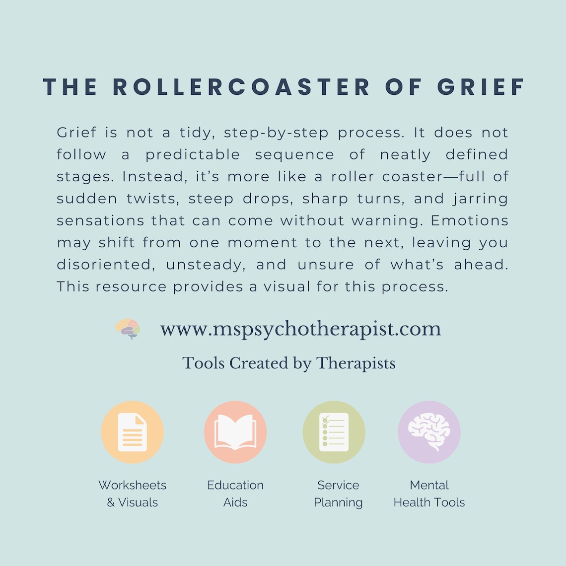 Grief Rollercoaster Visual Aid: Psychoeducational Worksheet (PDF ...