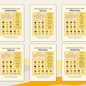 Domains of Self-care Education Pack and Self-care Workbook Bundle ...
