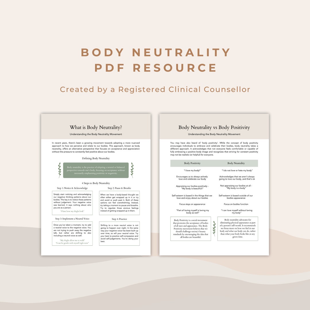Body Neutrality Education Tool Printable Resource for Building Self ...