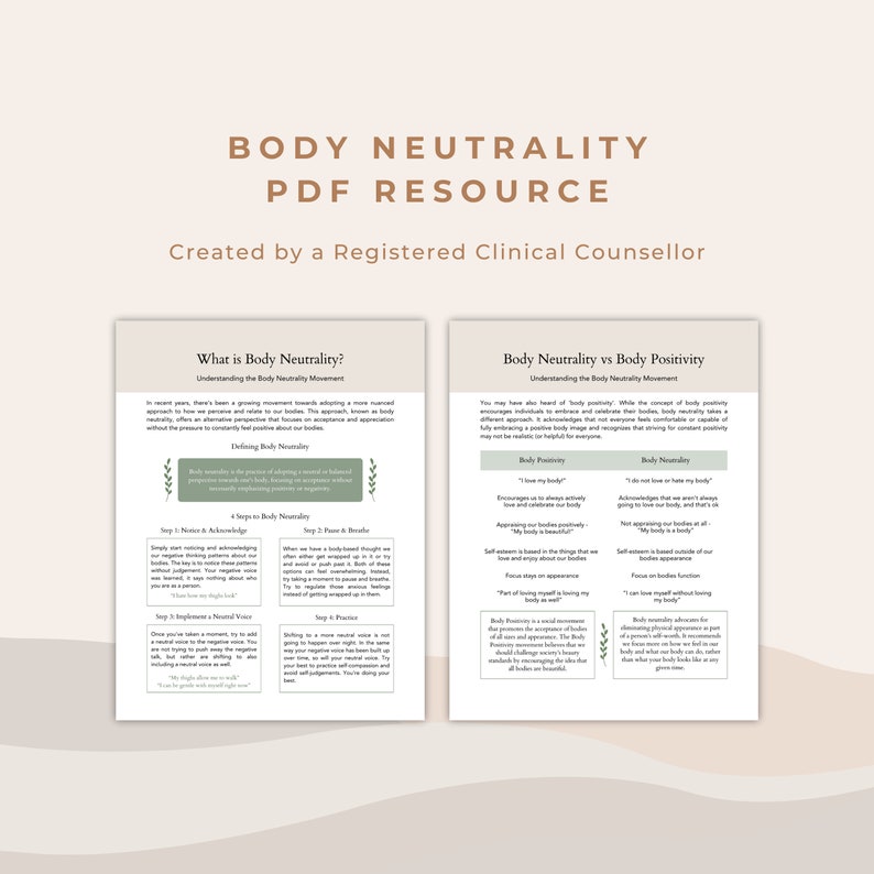 Body Neutrality Education Tool Printable Resource for Building Self ...