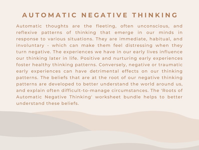 Negative Thinking Roots: CBT Worksheet Bundle (PDF) - Etsy