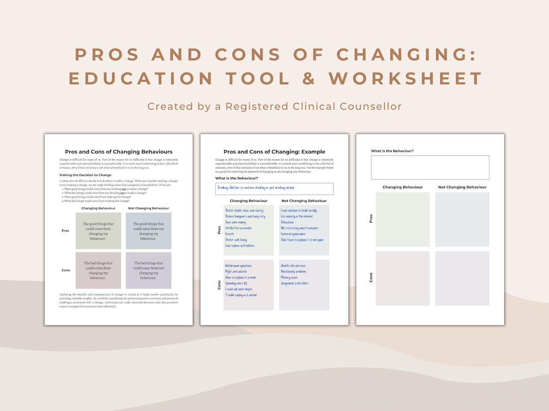 Pros and Cons of Changing Behavior: the 4 Quadrants Psychoeducation ...