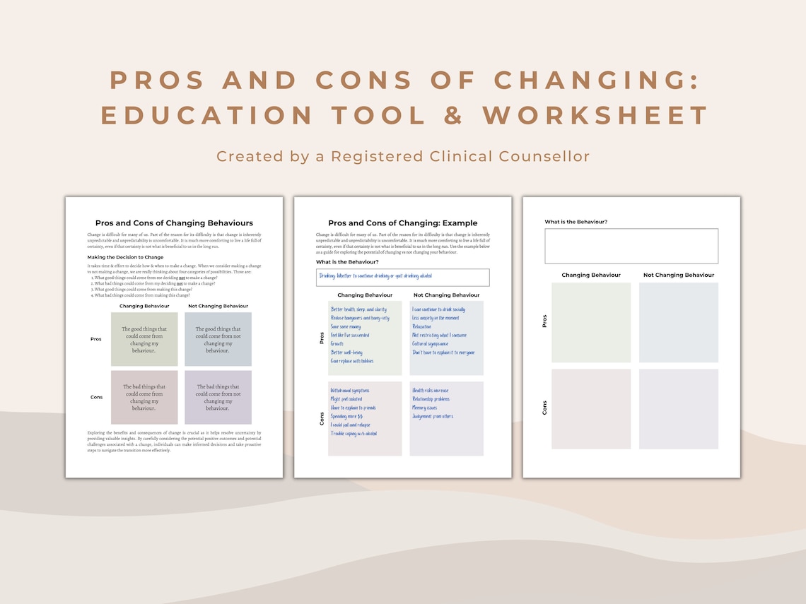 Pros and Cons of Changing Behavior: the 4 Quadrants Psychoeducation ...
