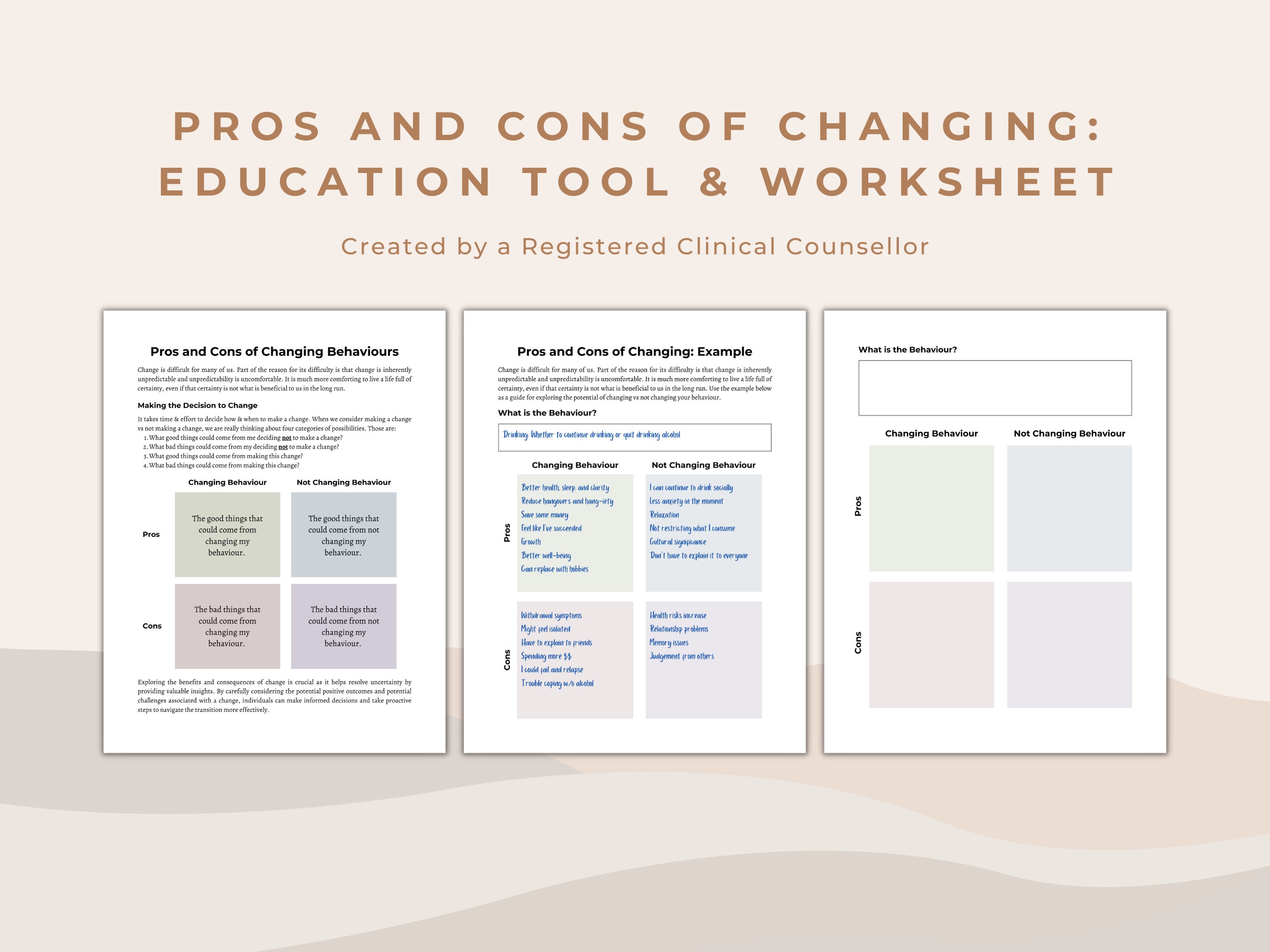 Pros and Cons of Changing Behavior: the 4 Quadrants Psychoeducation ...