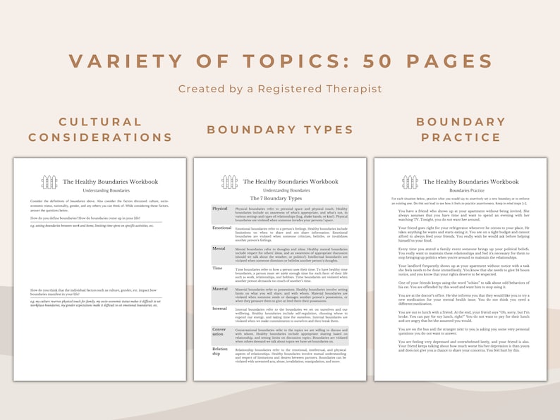 Healthy Boundaries Workbook: Self-care & Mental Health (digital Print ...