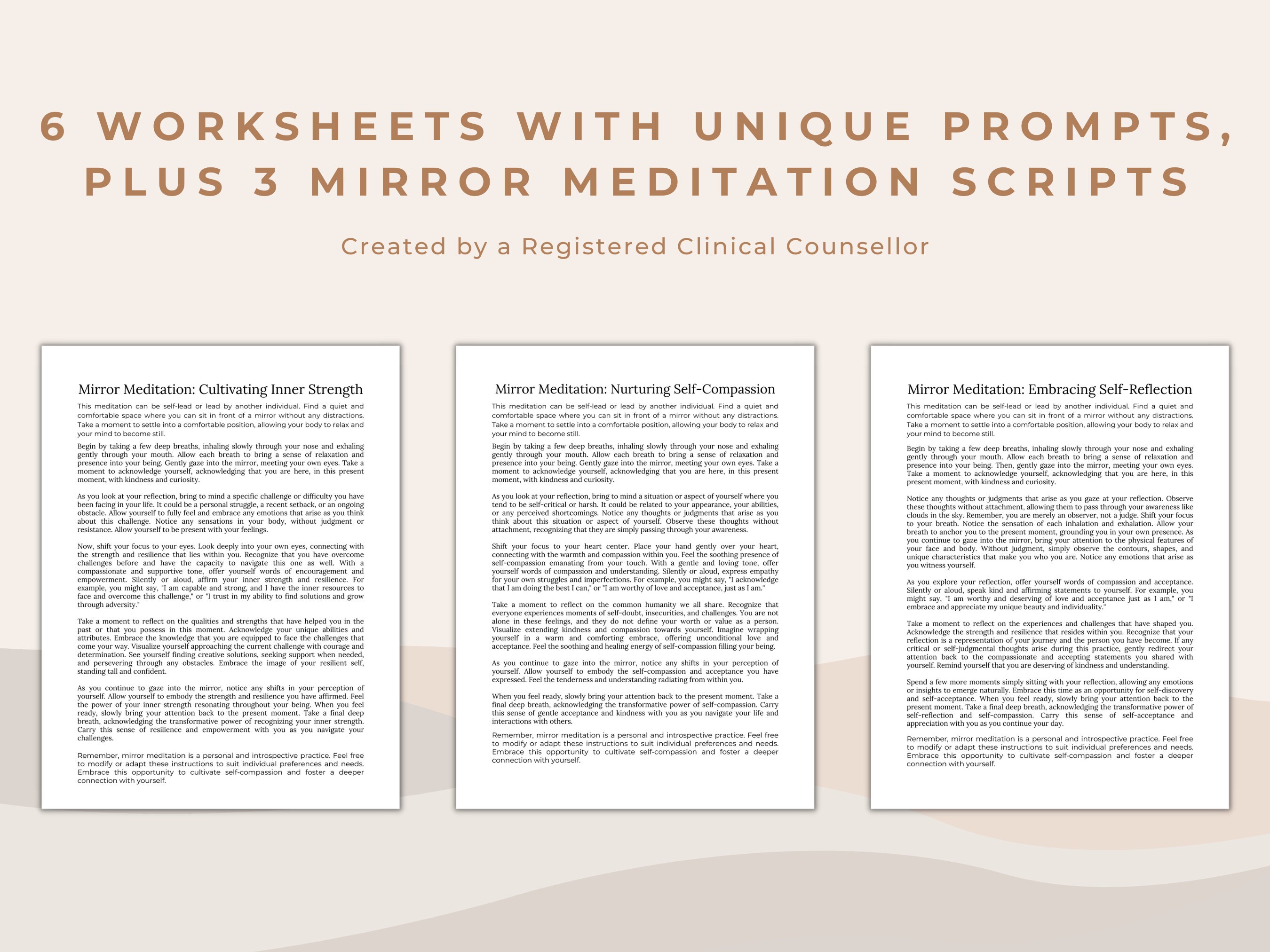 Self-esteem & Self-reflection Worksheet and Mindfulness Meditation ...