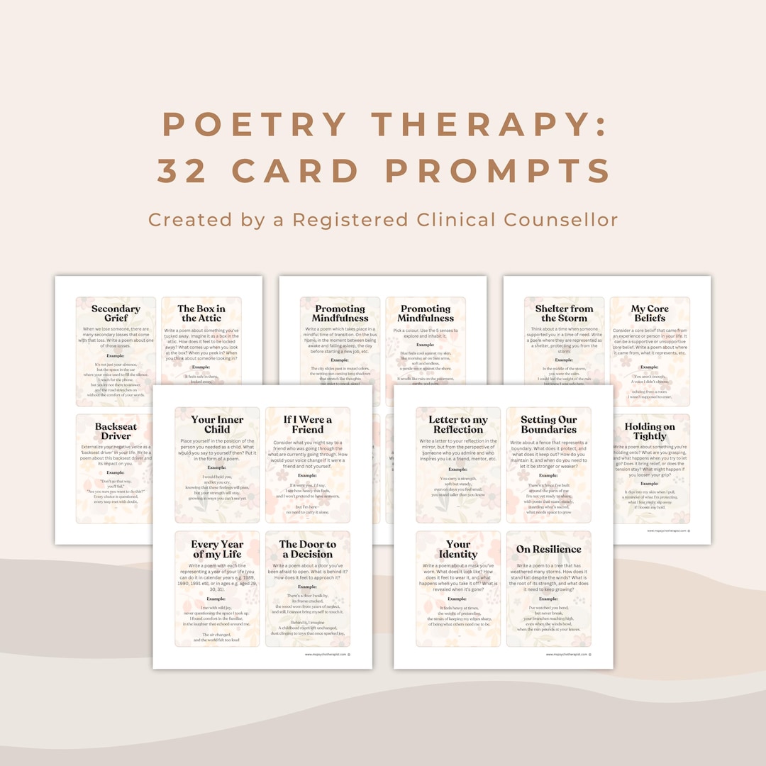 Poetry Therapy: 32 Therapeutic Card Prompts for Creative Arts Therapy ...