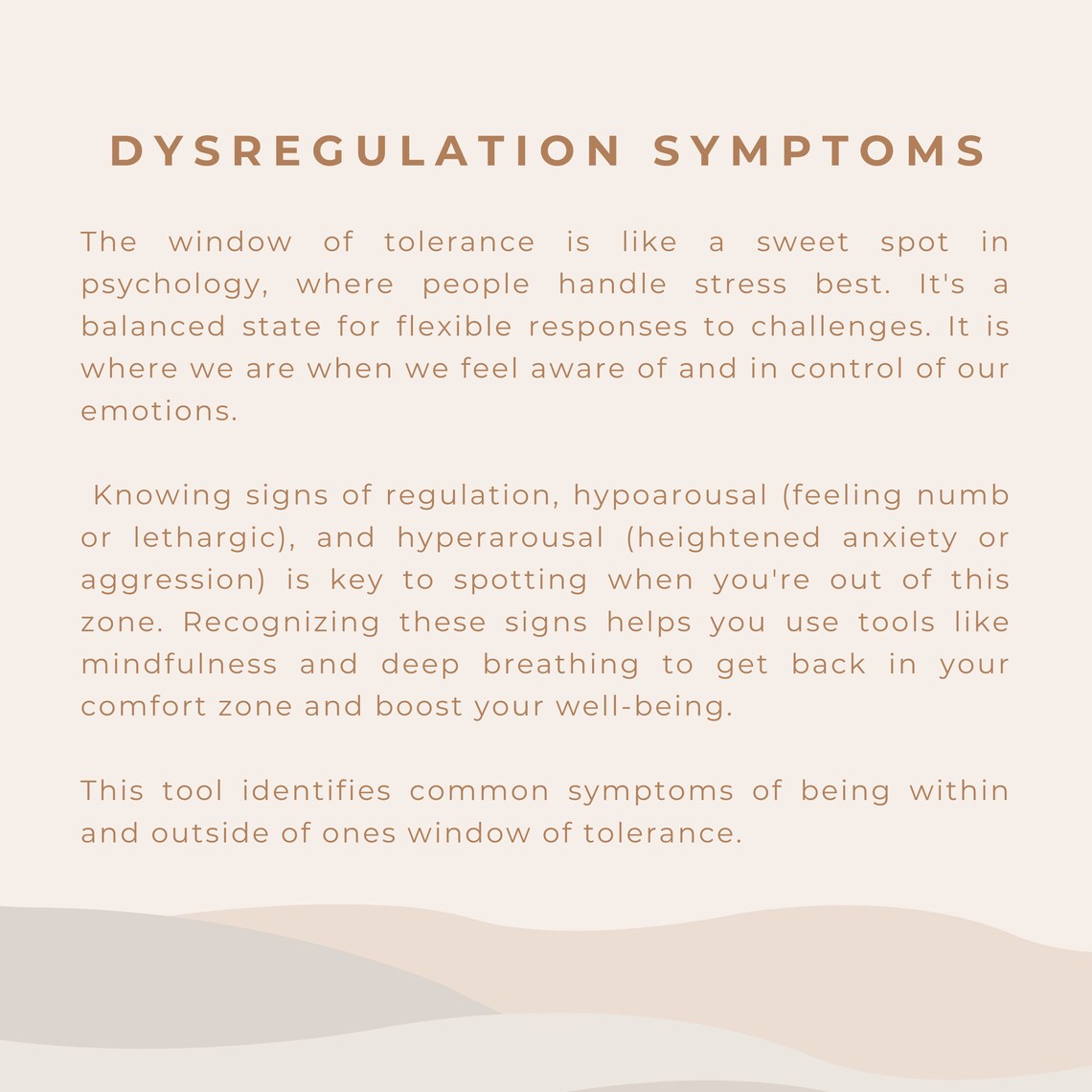 Window of Tolerance Symptoms Chart: Mental Health Reference (PDF) - Etsy