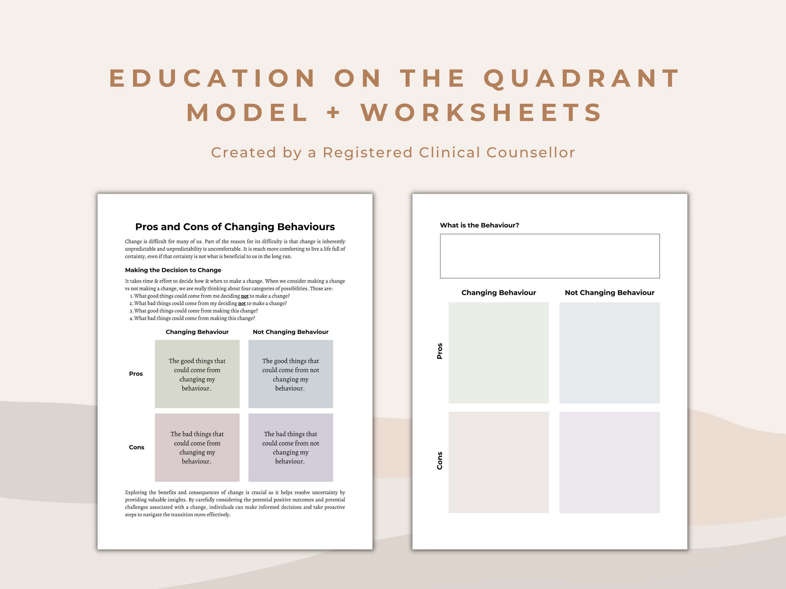 Pros and Cons of Changing Behavior: the 4 Quadrants Psychoeducation ...