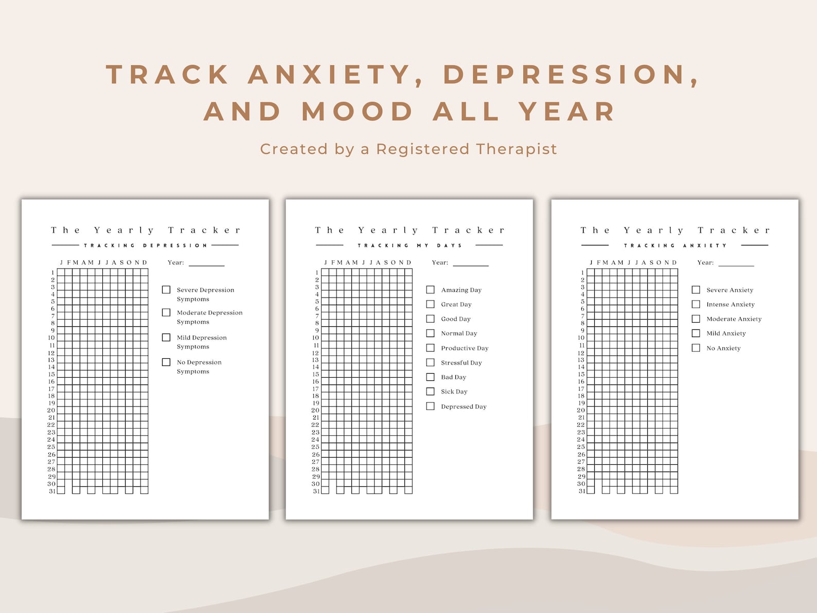 Yearly Mental Health, Mood, Anxiety, and Depression Trackers Tracking ...