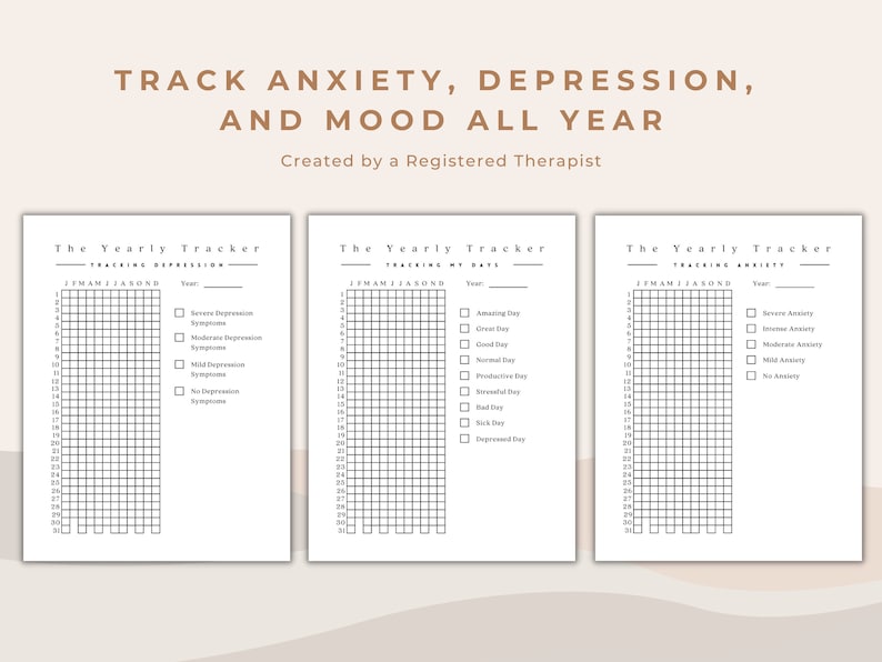 Yearly Mental Health, Mood, Anxiety, and Depression Trackers Tracking ...