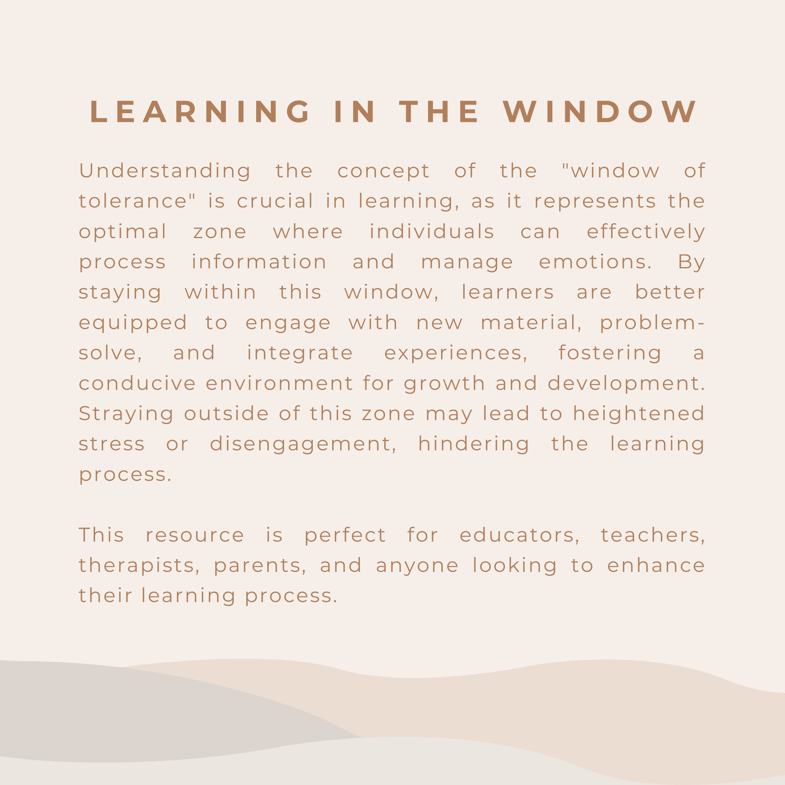 Learning in the Window of Tolerance: Social Emotional Learning and ...