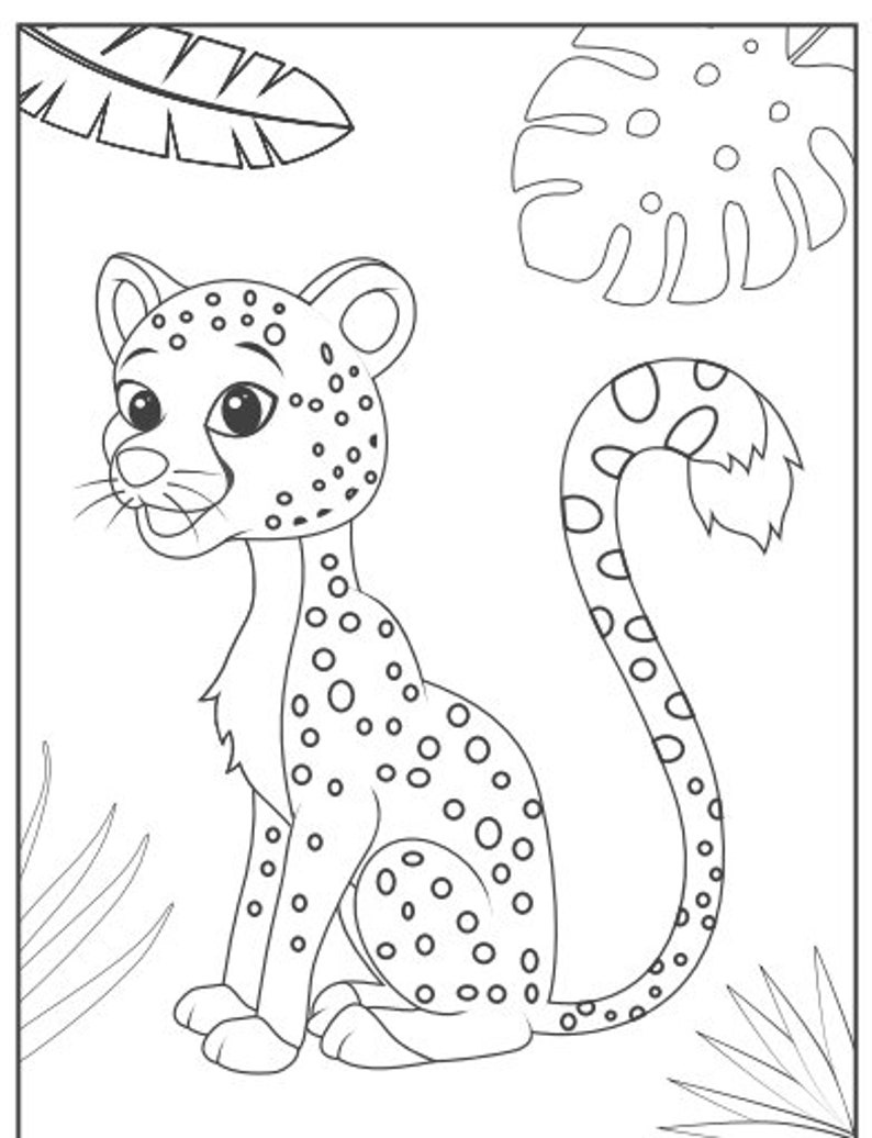 Printable Cheetah Coloring Pages| Easy Fun Coloring Book - Etsy