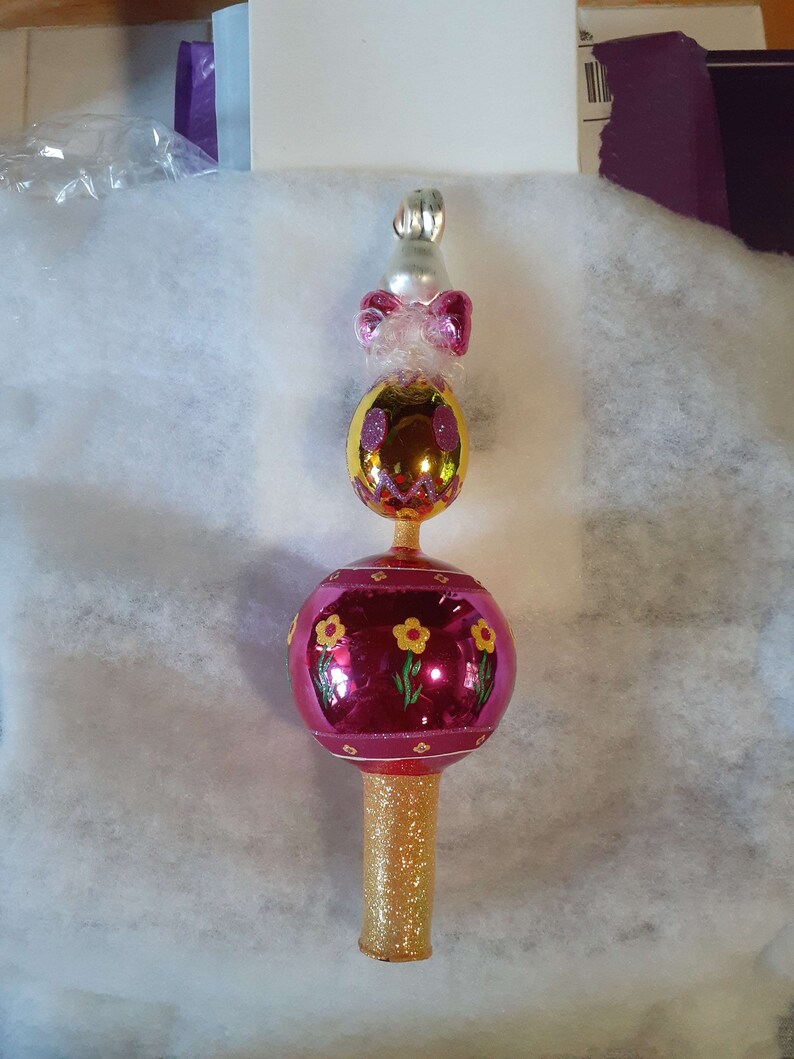 Christopher Radko 'easter Bunny Tree Topper' Easter Finial Ornament - Etsy