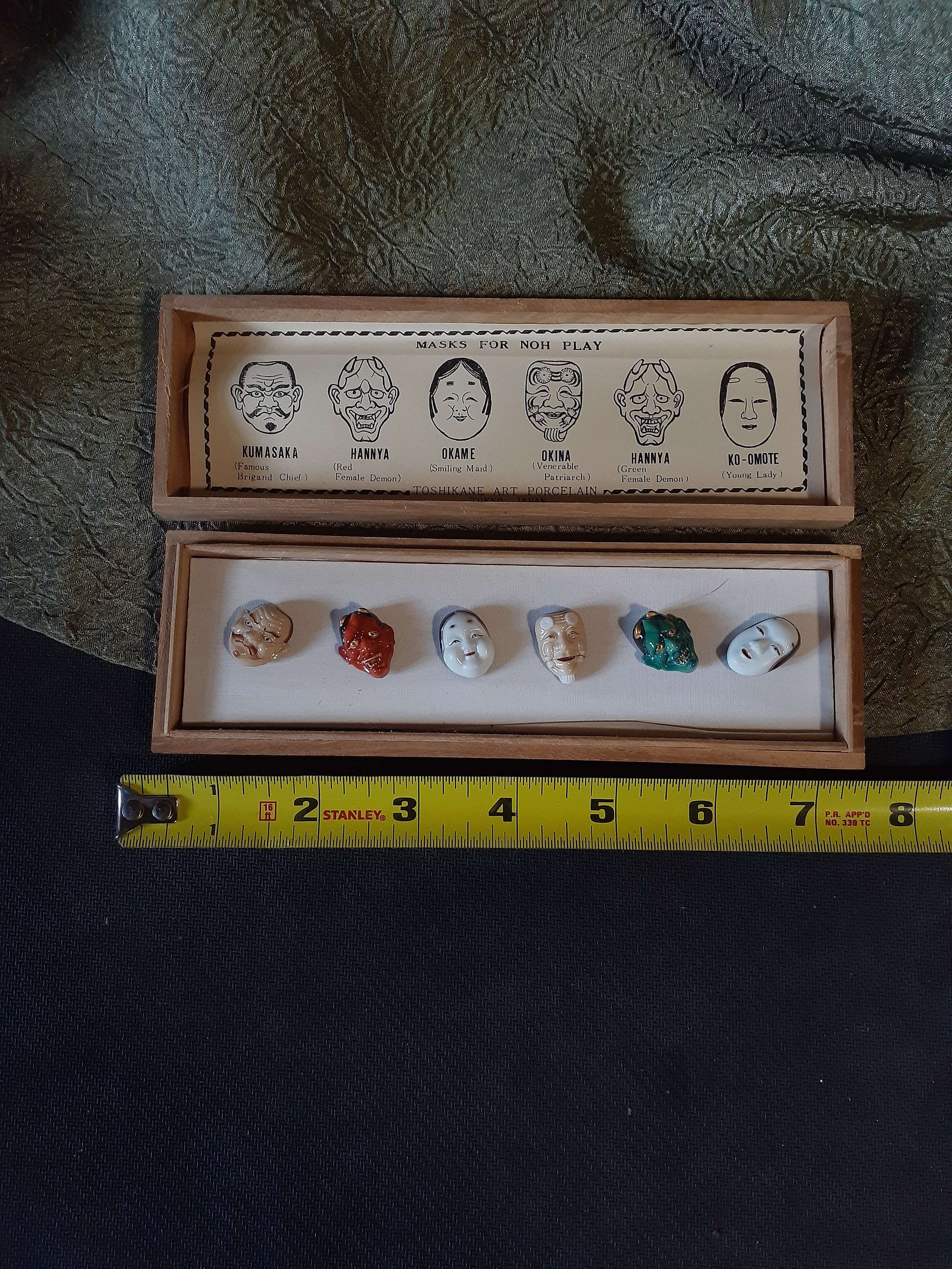 Rare Vintage Porcelain Toshikane Art Buttons 6 noh Play Masks Complete ...