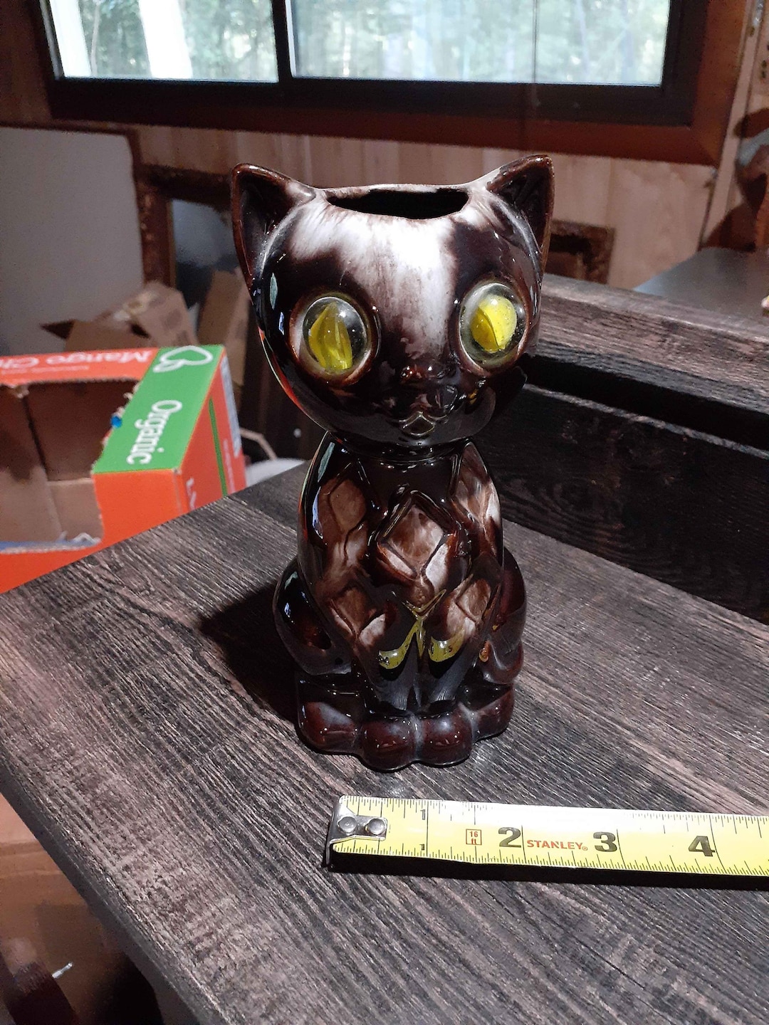 Vintage Inarco Japan Ceramic Amazing Marble-eyed Cat Flower Vase Home ...