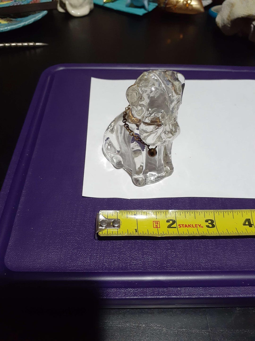 Vintage 1950's Glass Mopey Pug Dog Puppy Candy Container W/chain Collar ...