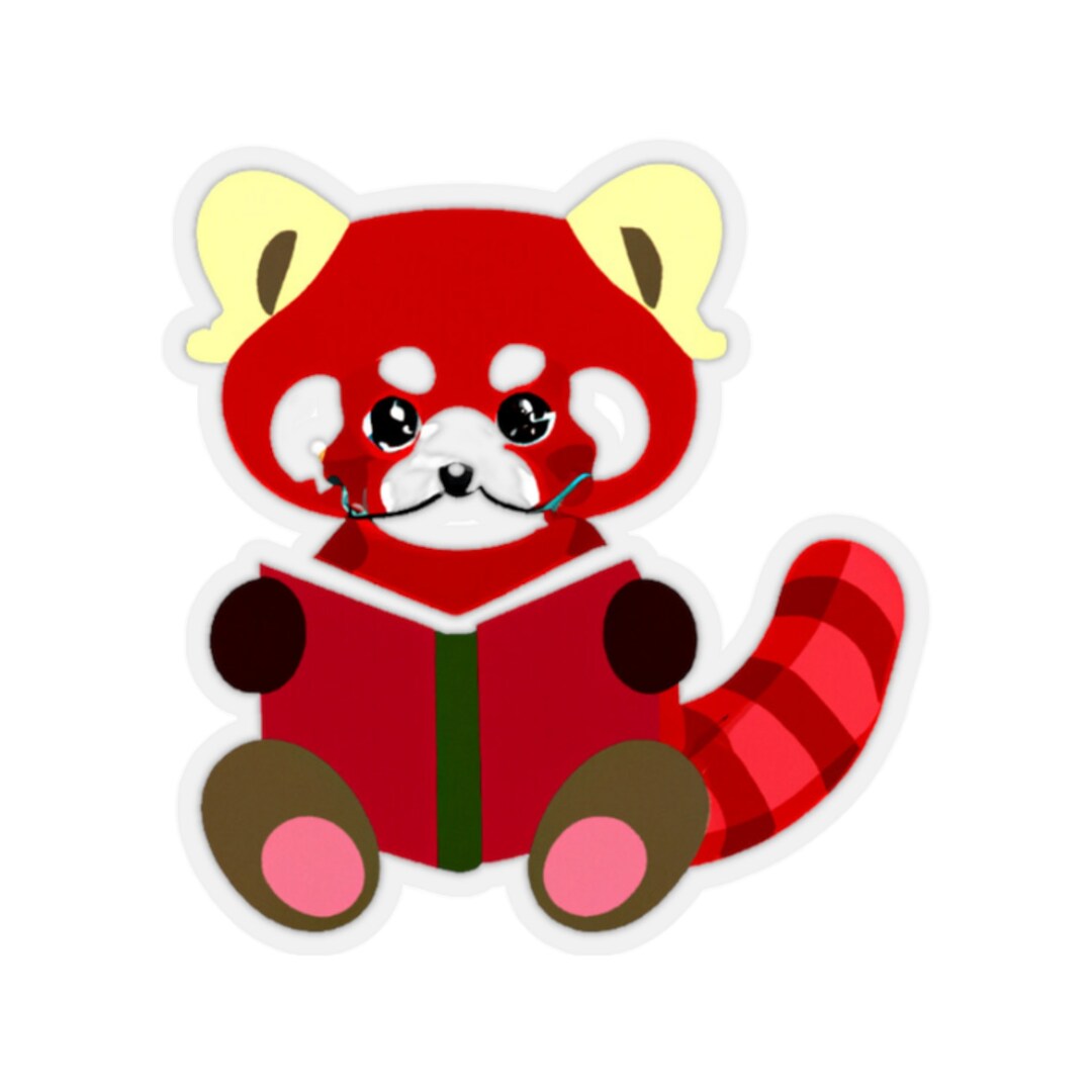 Cute Red Panda Reading A Book Sticker/decal Perfect for Journals ...
