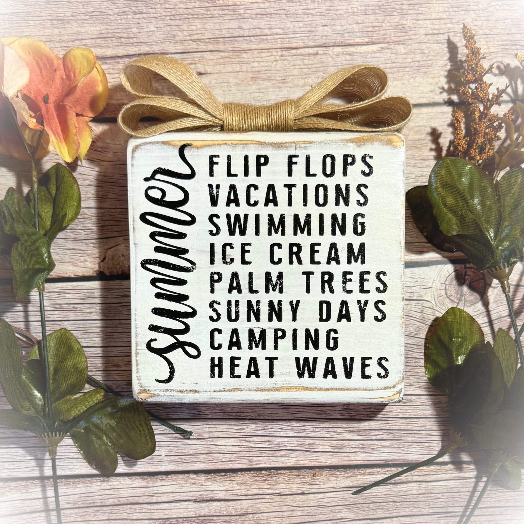 Summer Typography Sign - Wood Summer Shelf Sitter - Rustic Wood Tiered ...