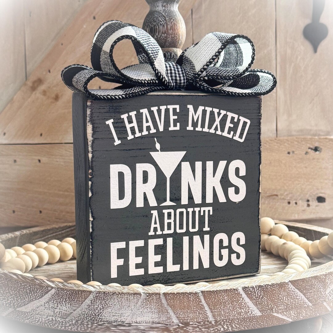 Funny Home Bar Decor - Rustic Handmade Wooden Tiered Tray Decor - Bar ...