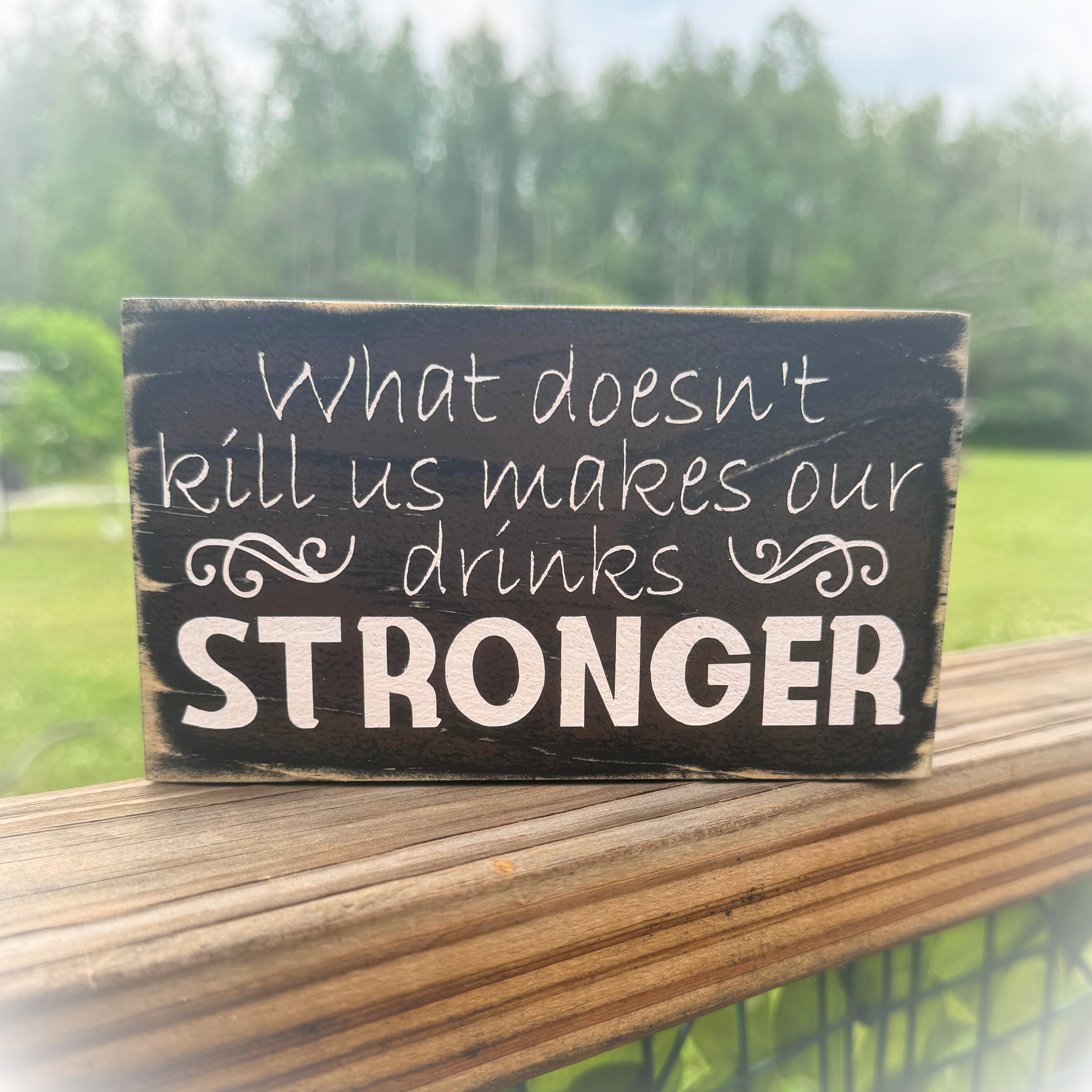 Funny Bar Decor - Wood Home Bar Sign - Shelf Sitter - Thinking of You ...