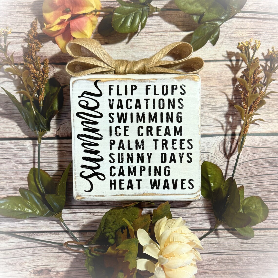 Rustic Summer Typography Wood Sign – Tiered Tray Decor - Etsy