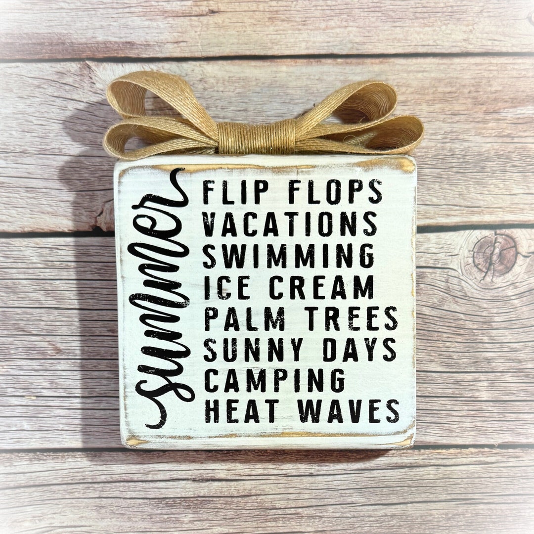 Summer Typography Sign - Wood Summer Shelf Sitter - Rustic Wood Tiered ...