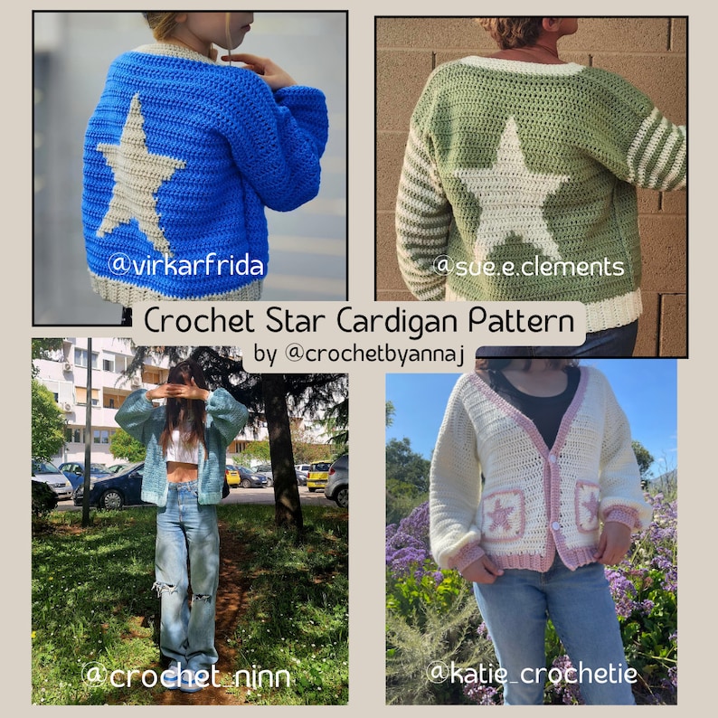 Crochet Star Cardigan Pattern - Etsy