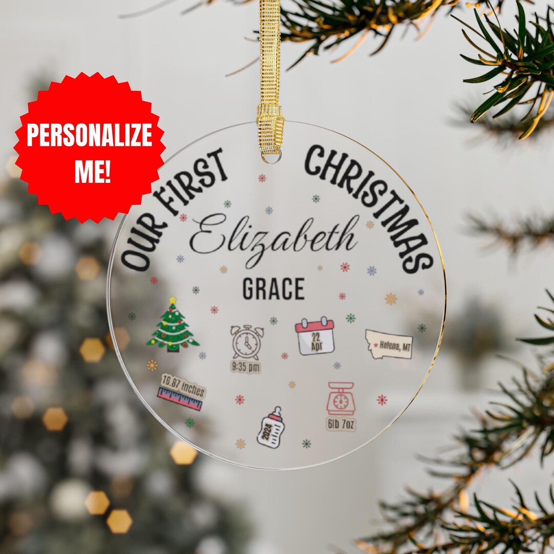 Baby First Christmas Personalized Acrylic Ornament Mom Dad Christmas ...