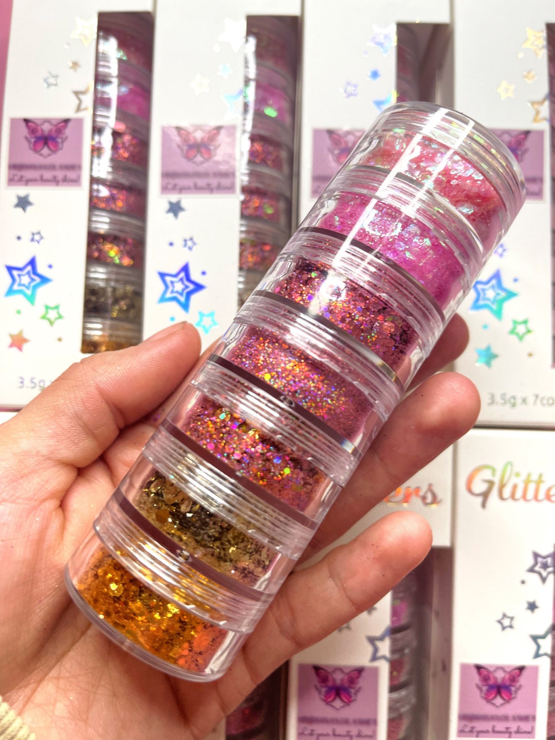 Pink Glamour Glitter Stack-makeup Glitter, Holographic/ Iridescent ...
