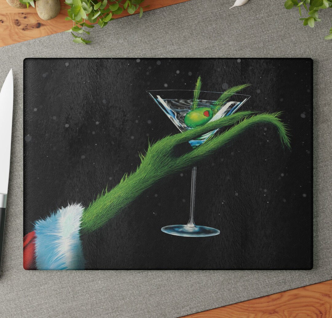 Grinch Christmas Cutting Board, Martini Grinch Kitchen Decor, Grinchmas ...