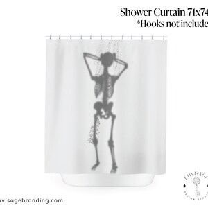 Funny Showering Skeleton Shower Curtain, Halloween Bathroom, Spooky ...