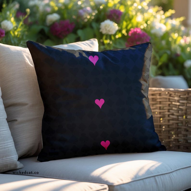 Playing Cards Decor Black Throw Pillow, Game Room Decor Pillow, Outdoor ...