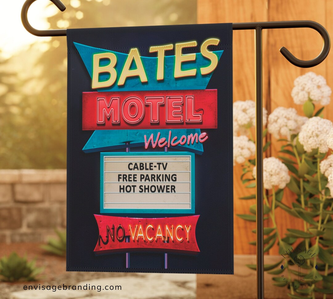 Psycho Bates Motel Garden Flag, Halloween Outdoor Decor, Funny Flag ...