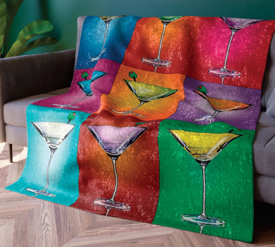 Martini Pop Art Retro Soft Throw Blanket, Decorative Couch Throw ...