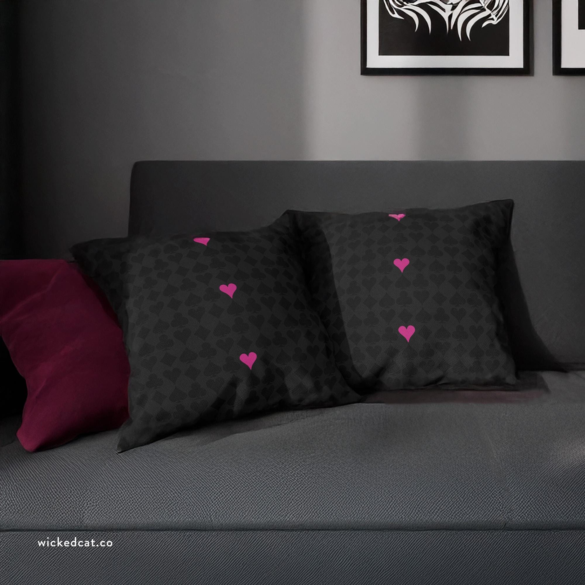 Playing Cards Decor Black Throw Pillow, Game Room Decor Pillow, Outdoor ...