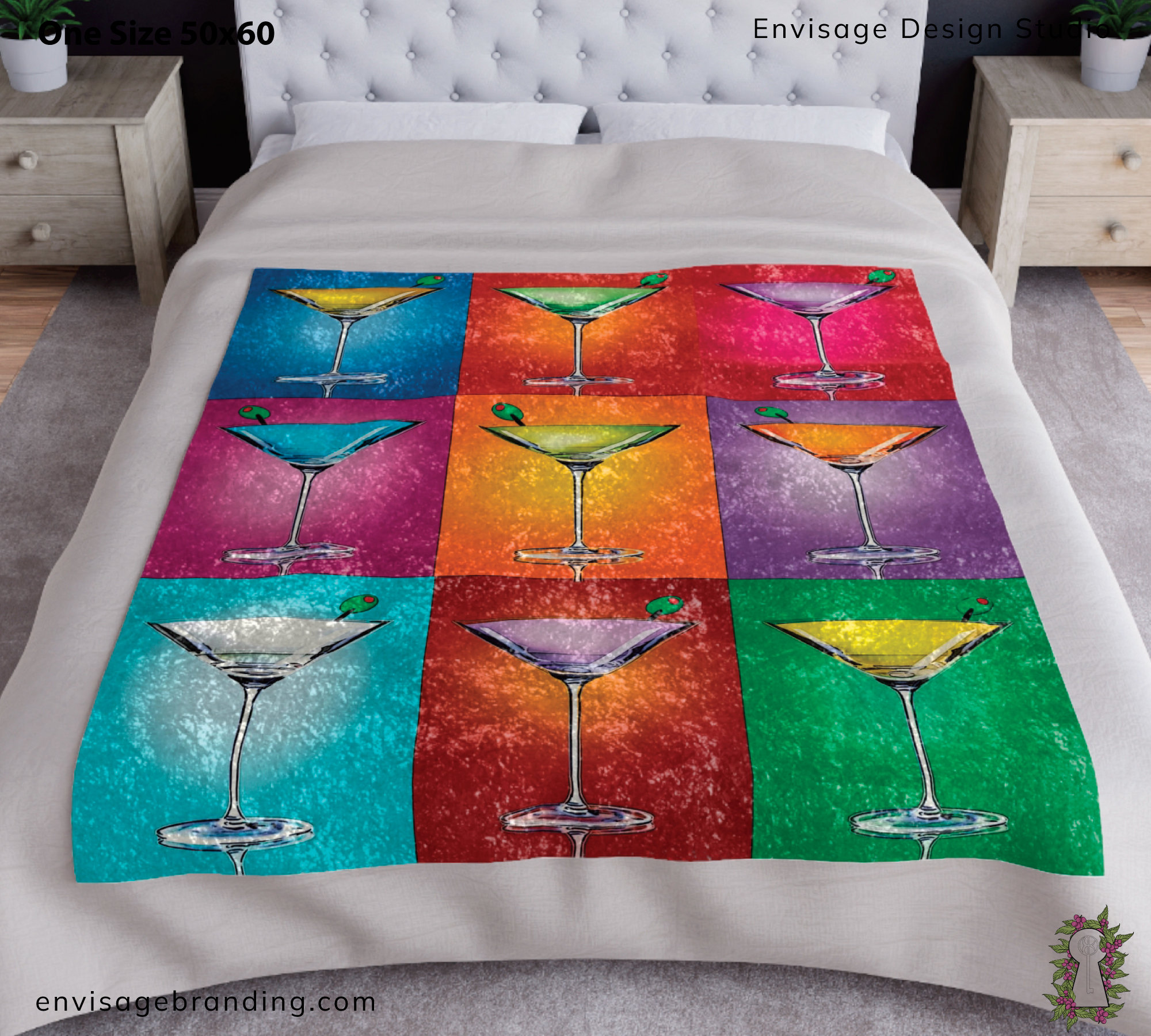 Martini Pop Art Retro Soft Throw Blanket, Decorative Couch Throw ...