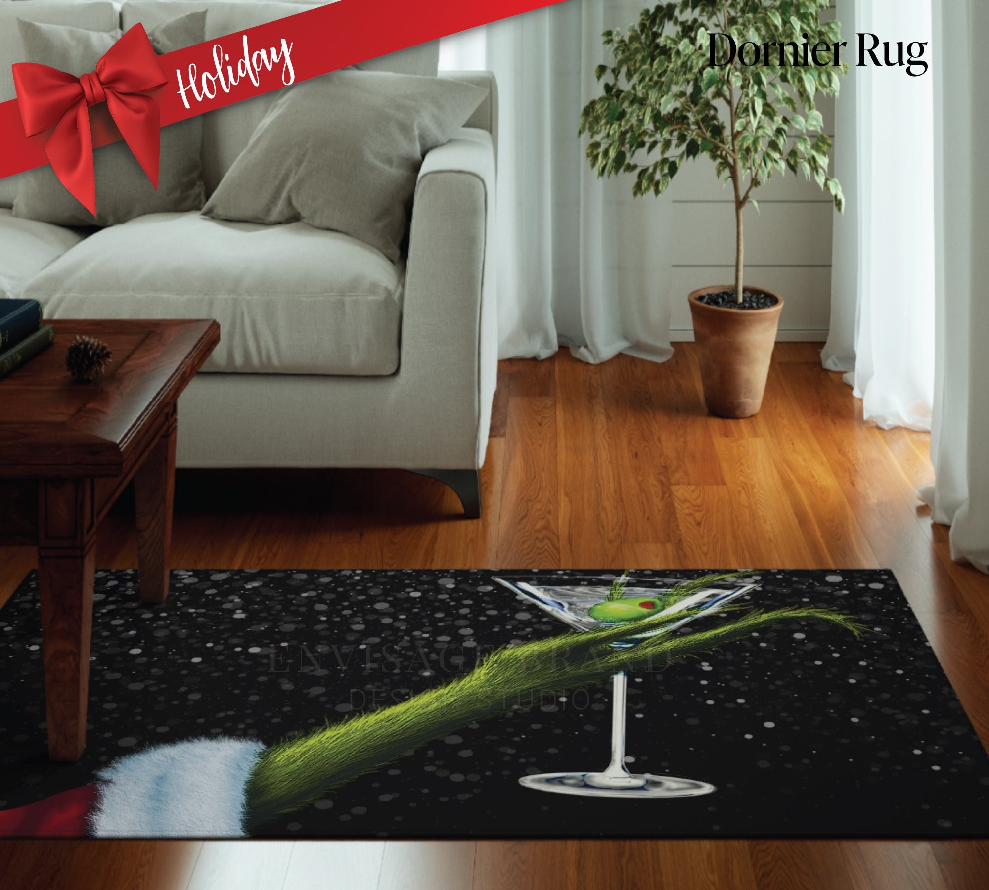 Christmas Martini Grinch Rug, Dornier Rug, Restaurant Decor, Floor ...
