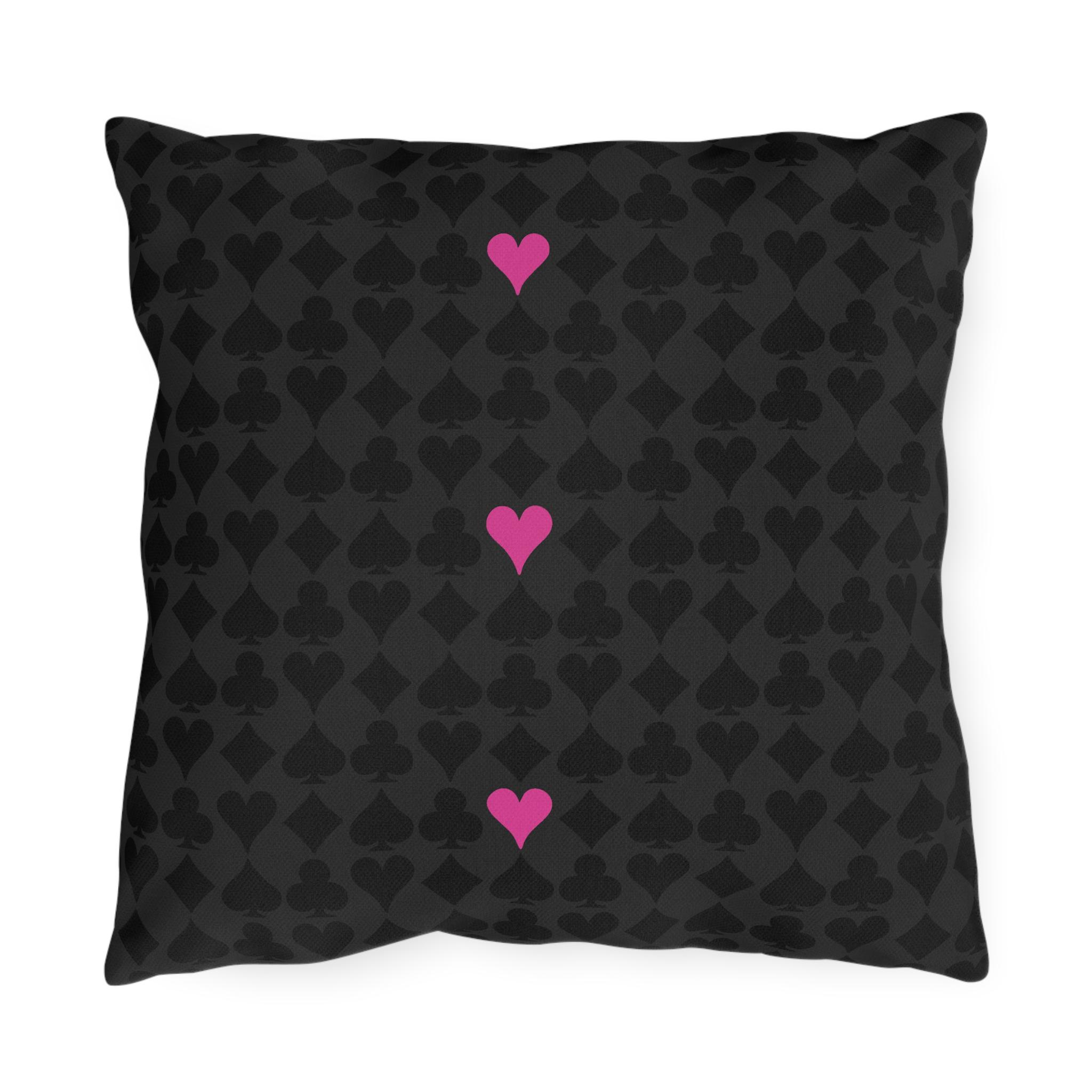 Playing Cards Decor Black Throw Pillow, Game Room Decor Pillow, Outdoor ...