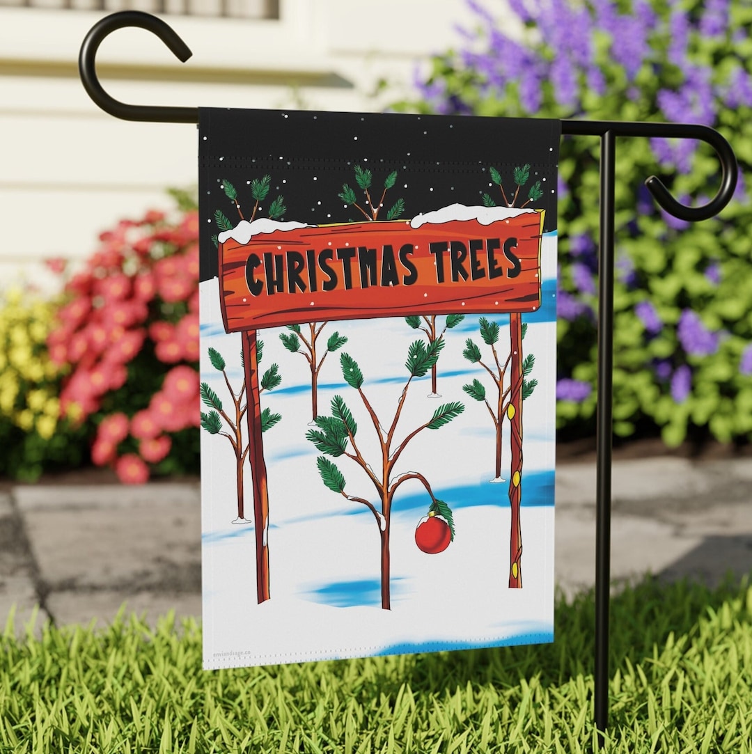 Charlie Brown Christmas Tree Yard Flag, Cute Christmas Trees Farm Sign ...
