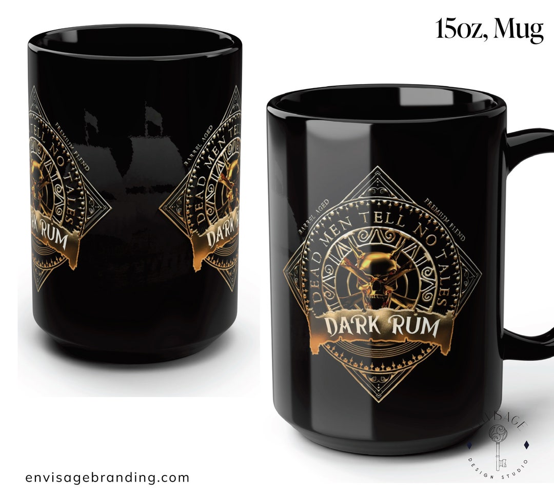 Pirates Dark Rum Logo Coffee Tea Mug, Halloween Tea Cup, Skull Art ...