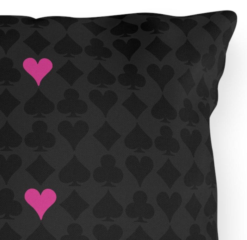 Playing Cards Decor Black Throw Pillow, Game Room Decor Pillow, Outdoor ...