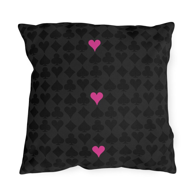 Playing Cards Decor Black Throw Pillow, Game Room Decor Pillow, Outdoor ...