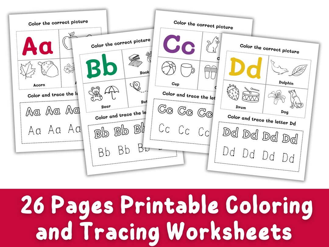 Coloring and Tracing Alphabet for Kids, Digital Products, Fun ...