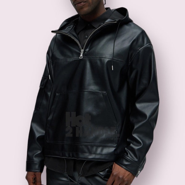 Leather Hoodie - Etsy
