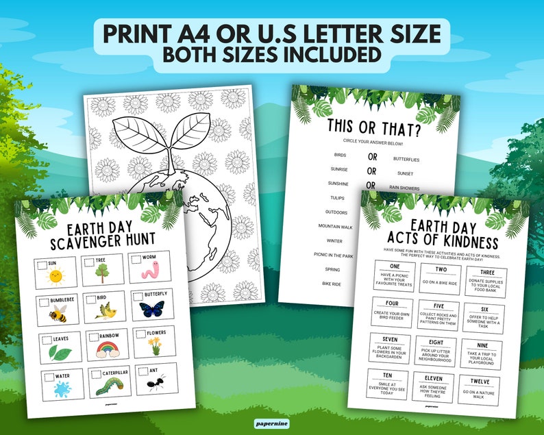 Ultimate Earth Day Themed Printable Nature Games Activity Bundle for ...