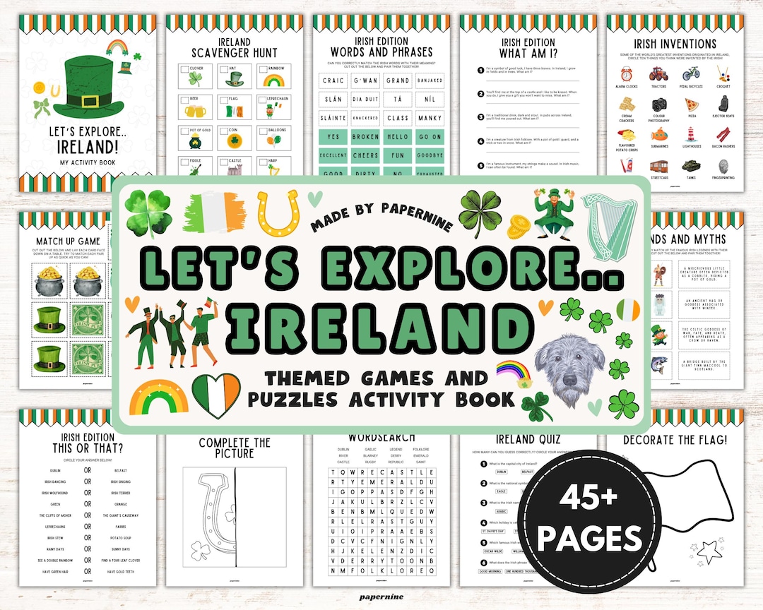 Let's Explore.. Ireland! Printable Activity Book for Kids | Fun Games ...