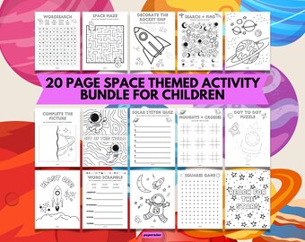 Space Activity Book for Kids Birthday Activity Pages - Etsy